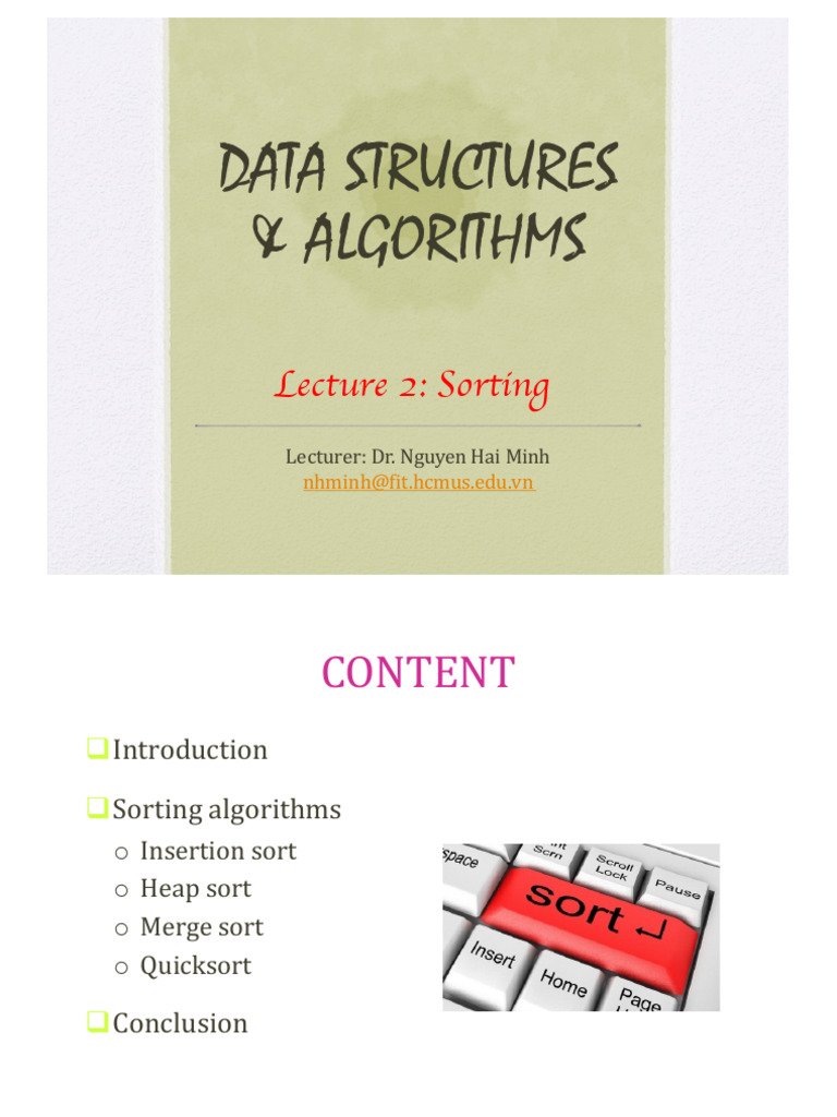 Lecture02 Sorting Part 1 Pdf Algorithms And Data Structures 9581