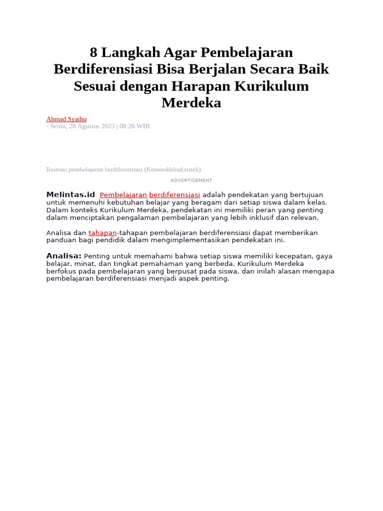 8 Langkah Agar Pembelajaran Berdiferensiasi Bisa Berjalan Secara Baik Sesuai Dengan Harapan ...