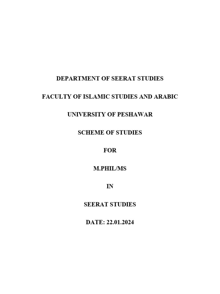Syllabus M.Phil Seerat Studies | PDF