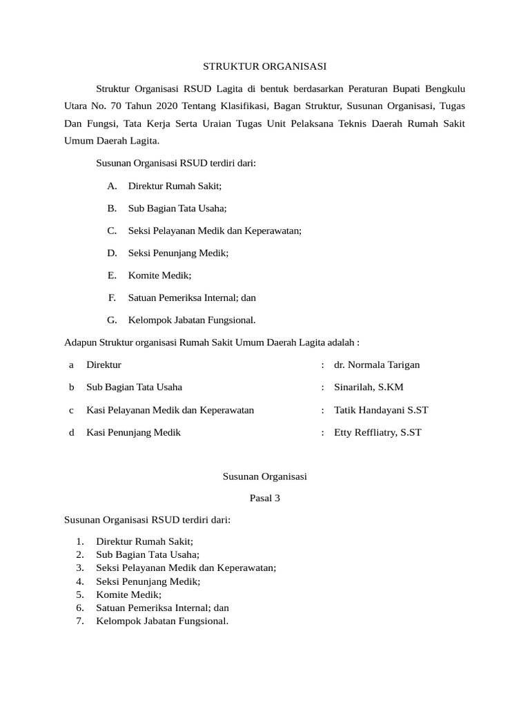 Uraian Tugas Struktur Organisasi | PDF | Kesehatan Holistik