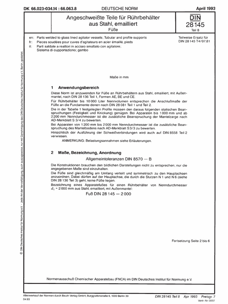 Din 28145-8 1993-04 | PDF