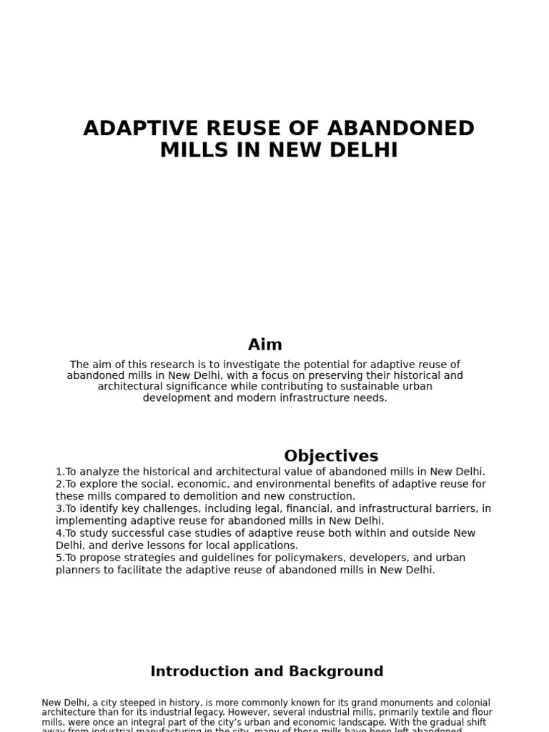 Adaptive Reuse of Abandoned Mills in New Delhi | PDF | Urban Planning ...