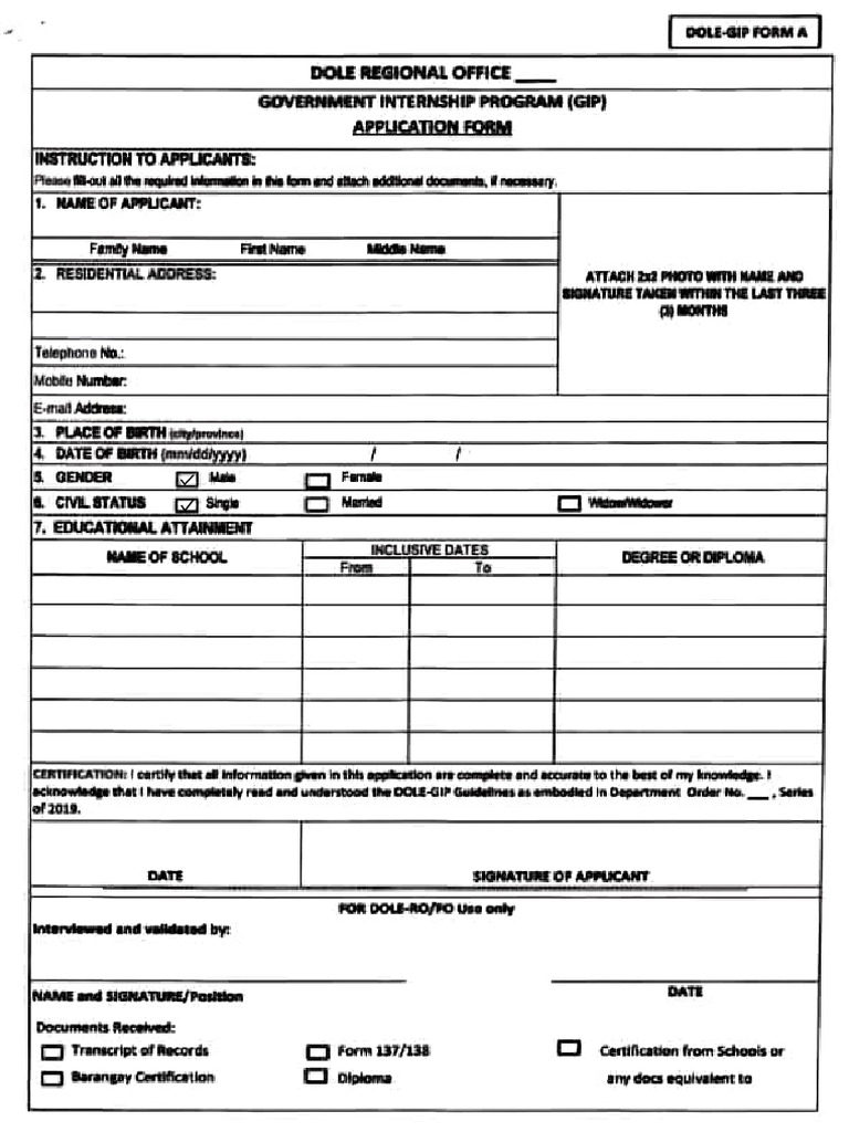 GIP Form | PDF