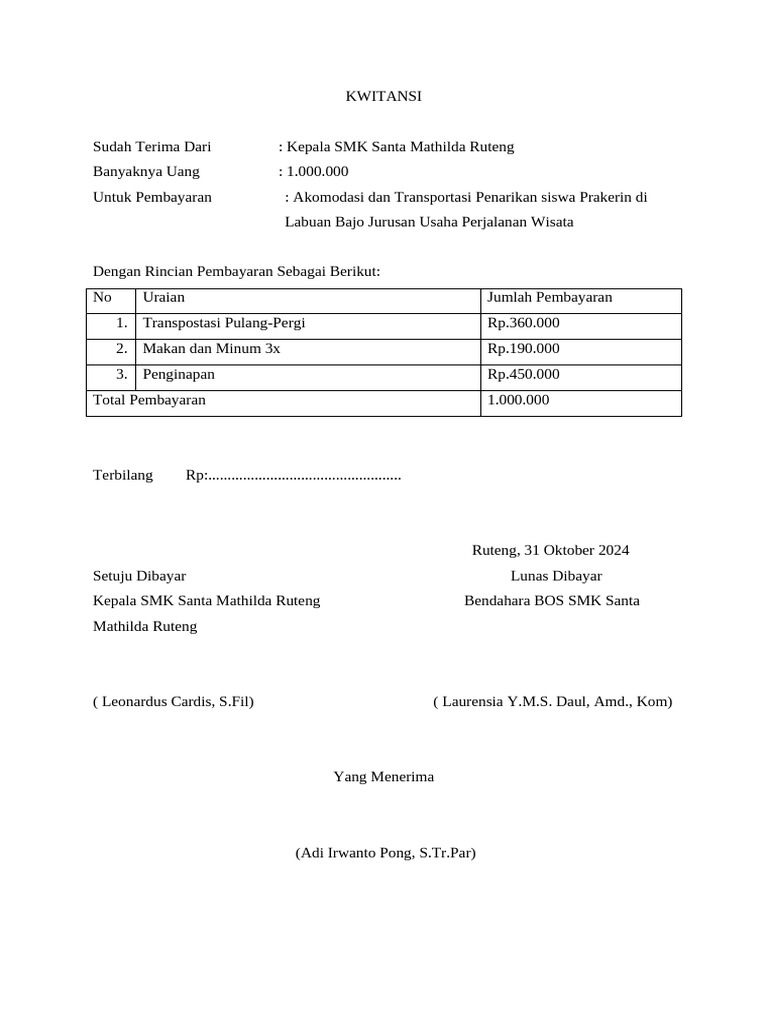KWITANSI Transportasi | PDF