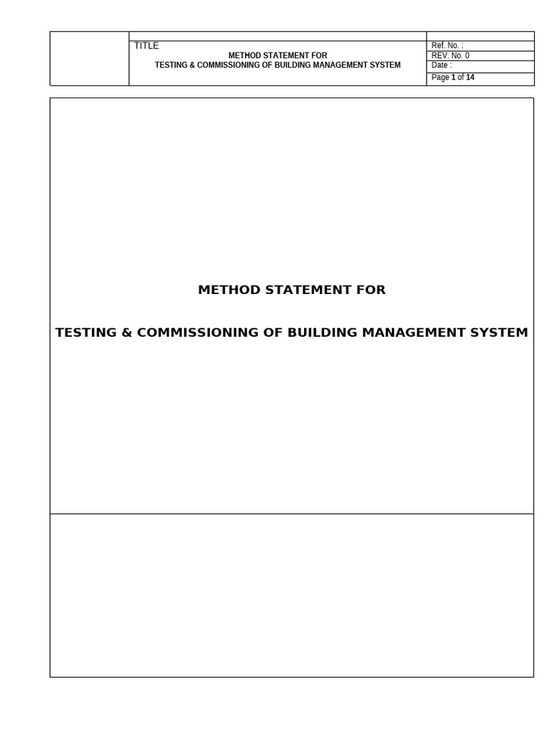 Method Statement Testing & Commissioning of BMS | PDF | Power Supply ...