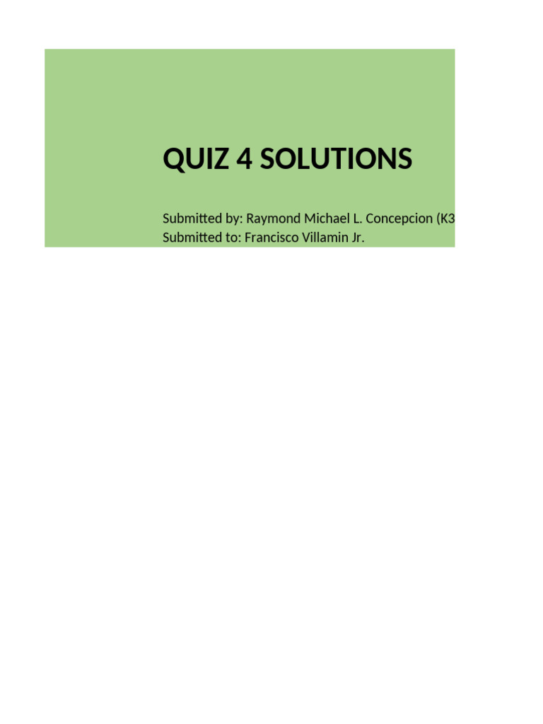 Quiz 4 Solutions | PDF | Dividend | Expense