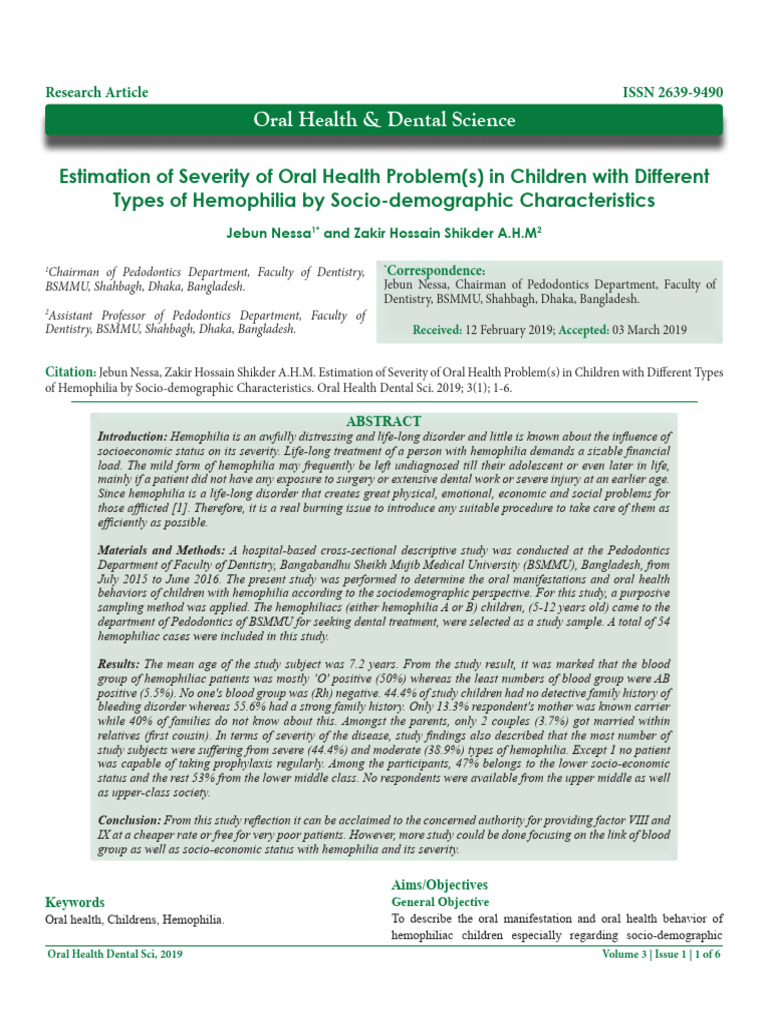 Estimation of Severity of Oral Health Problems in Children With ...