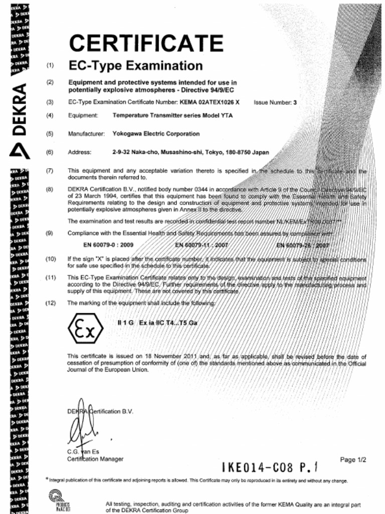 YTA Series ATEX KU2 Certificate .Us | PDF