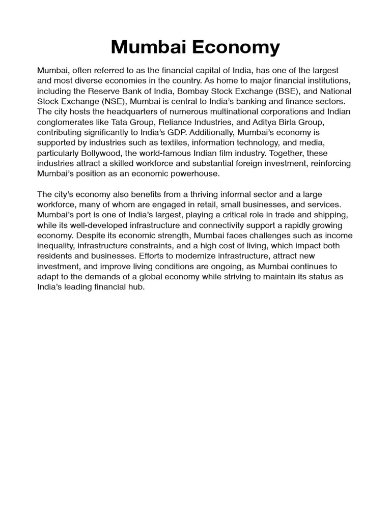 Mumbai Economy | PDF