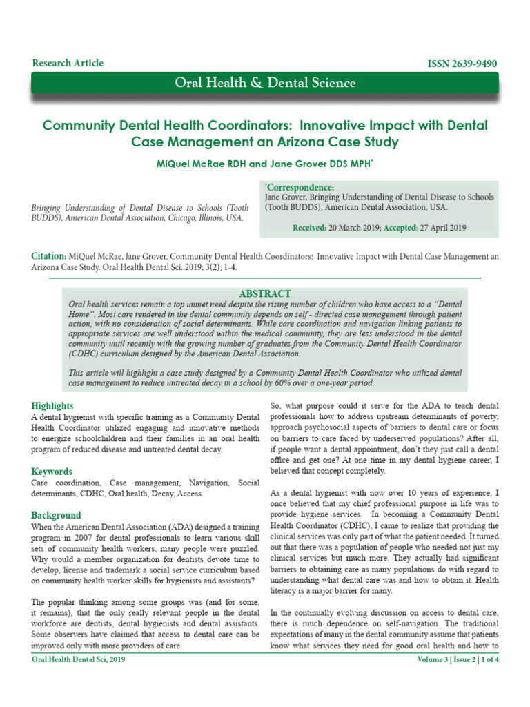 Arizona Case Study: Dental Health Impact | PDF | Dentistry | Dentist