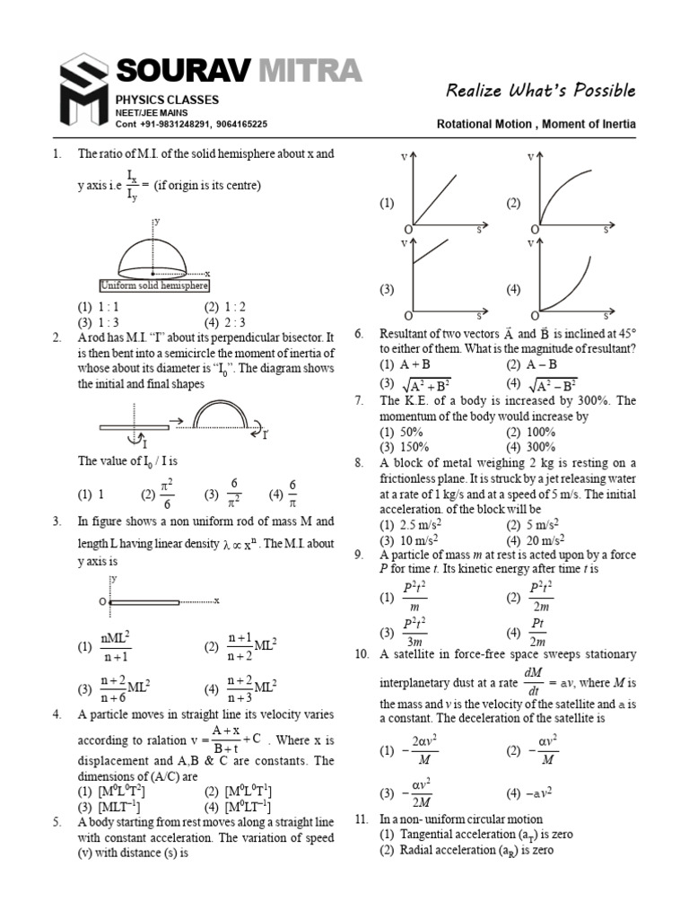16 Rotational Motion, Moment of Inertia | PDF | Rotation Around A Fixed Axis | Torque