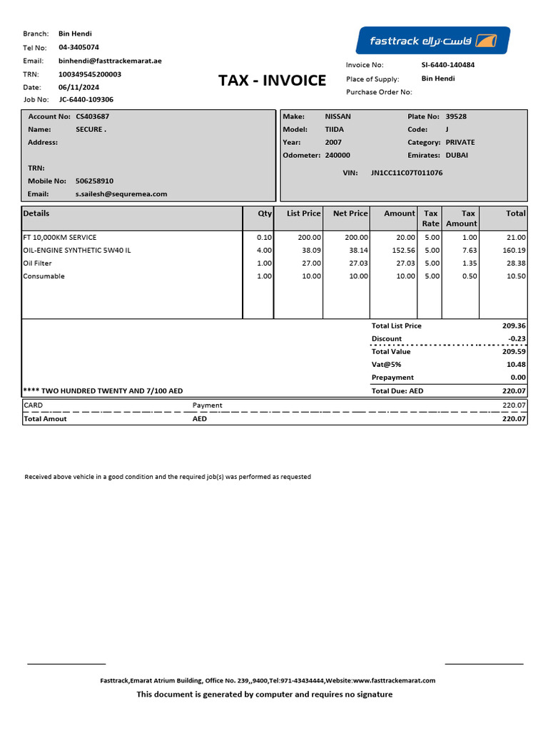 Tax - Invoice: Details Qty List Price Net Price Amount Tax Rate Tax ...