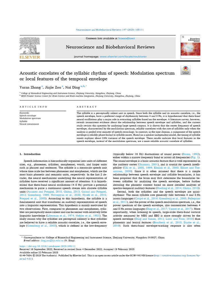 Acoustic Correlates of The Syllabic Rhythm of Speech - Modulation ... Acoustic Correlates of The Syllabic Rhythm of Speech - Modulation ...