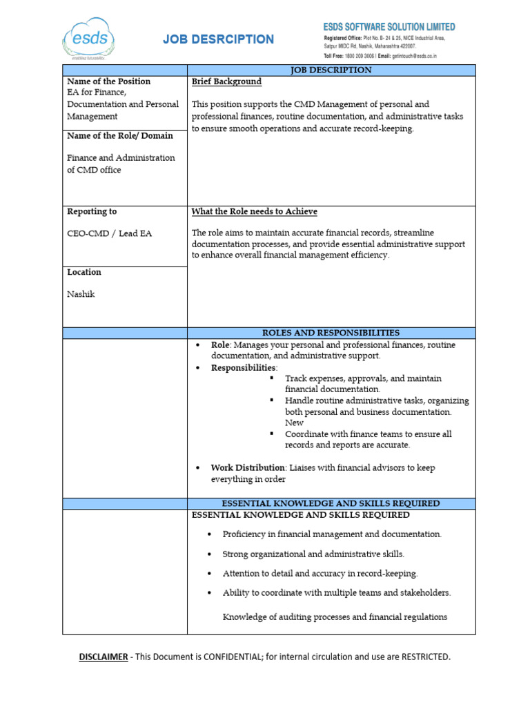 EA For Finance Documentation Personal Mgmt-1 | PDF | Business