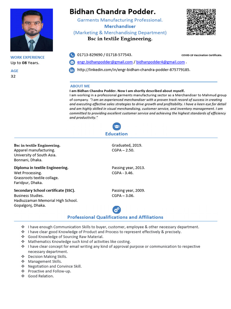 CV of Bidhan Chandra Podder | PDF | Procurement | Business