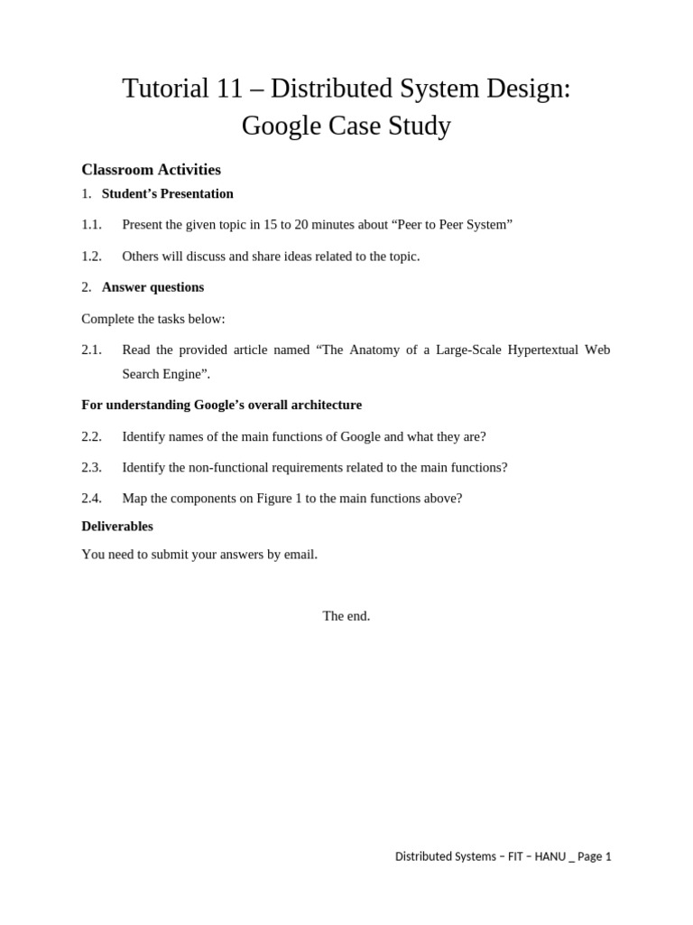 Google Distributed System Design Tutorial | PDF | Computers