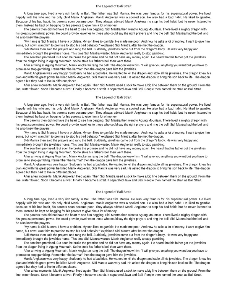 Telaga Warna Dan Manik Angkeran | PDF | Bali