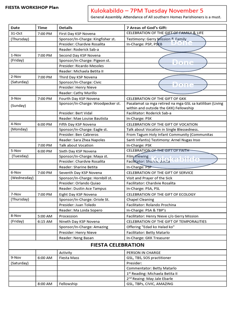 KSP Novena and Fiesta Schedule | PDF | Christian Worship And Liturgy ...