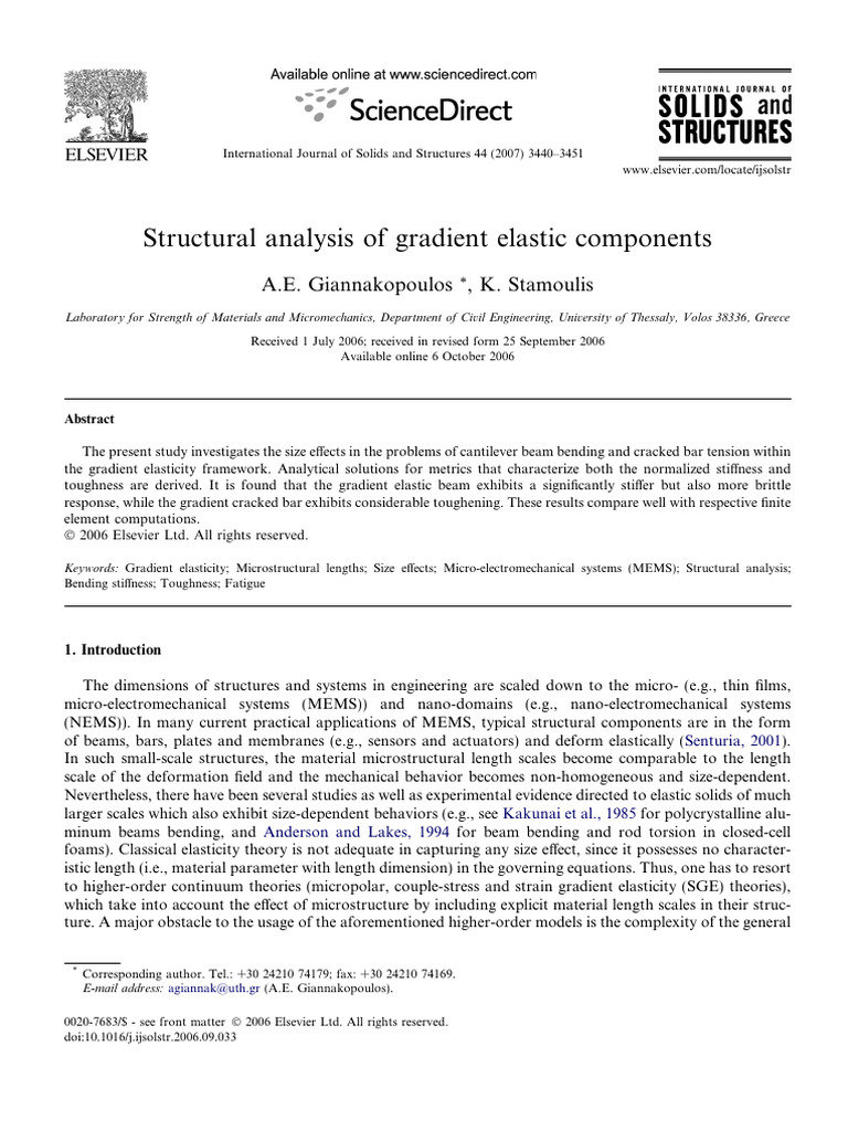 Structural Analysis of Gradient Elast - 2007 - International Journal of ...