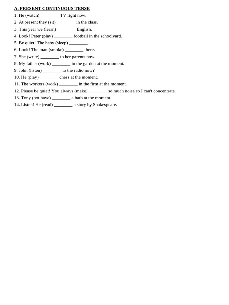 Exercise 02 - Present Continuous Tense | PDF