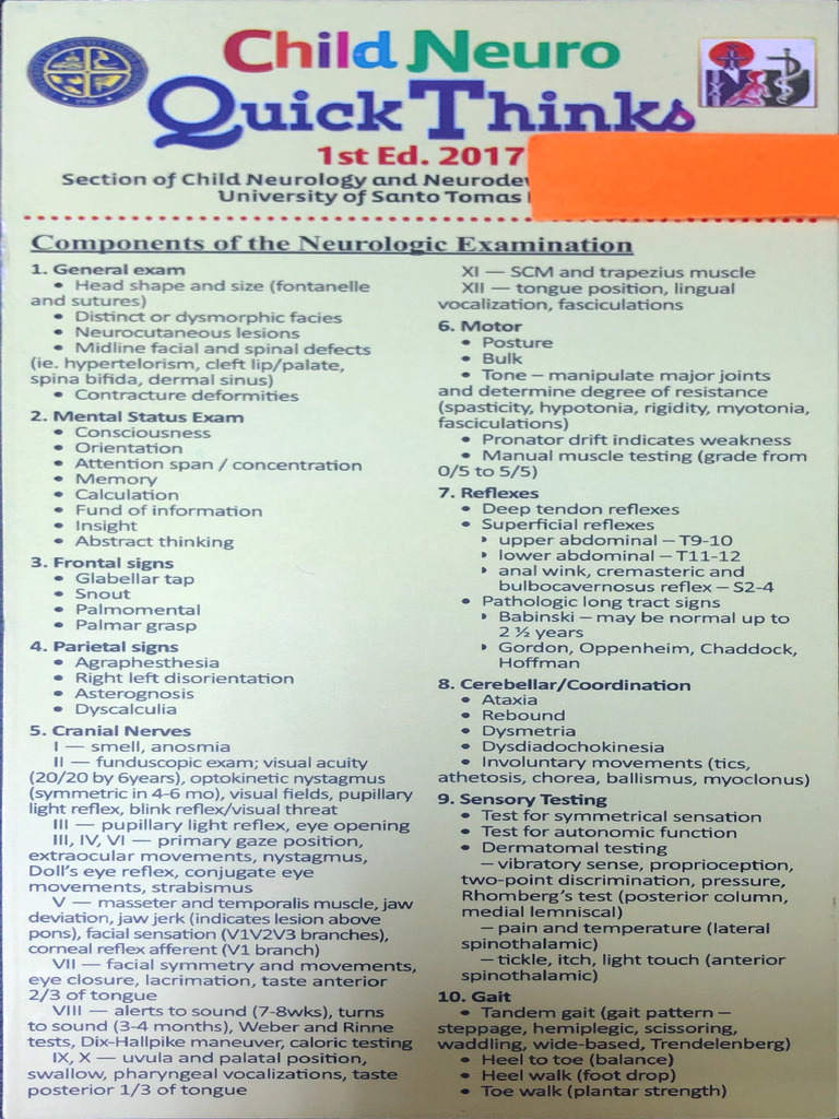 Child Neuro Quick Thinks | PDF