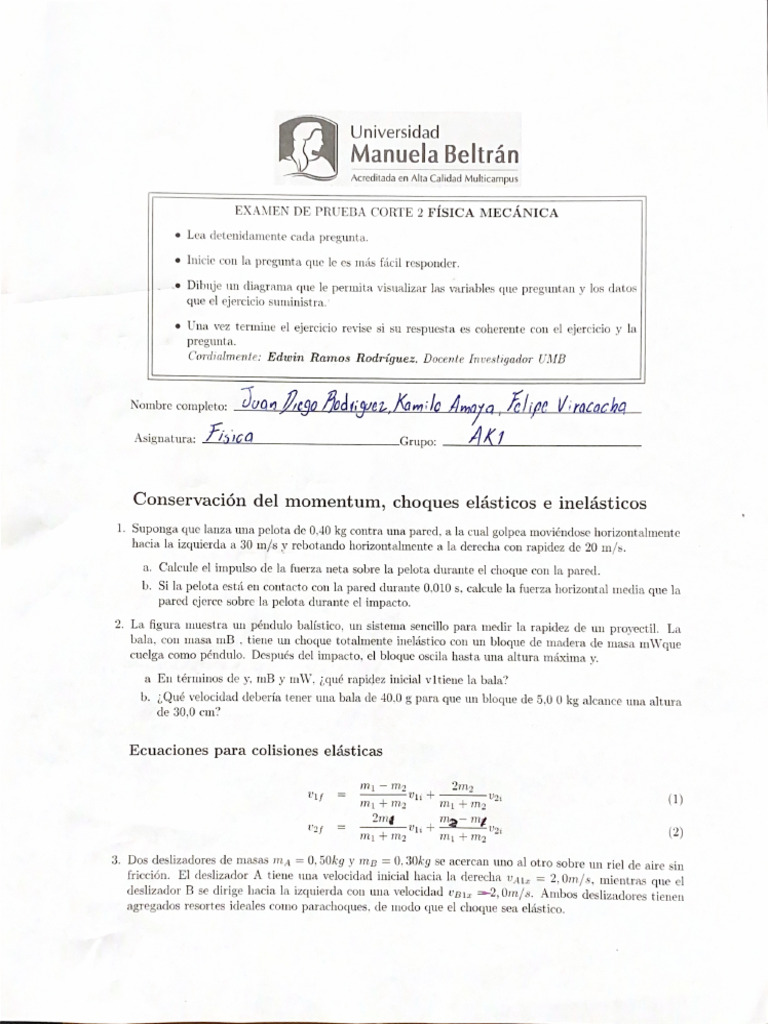 Conservacion Del Momentum | PDF