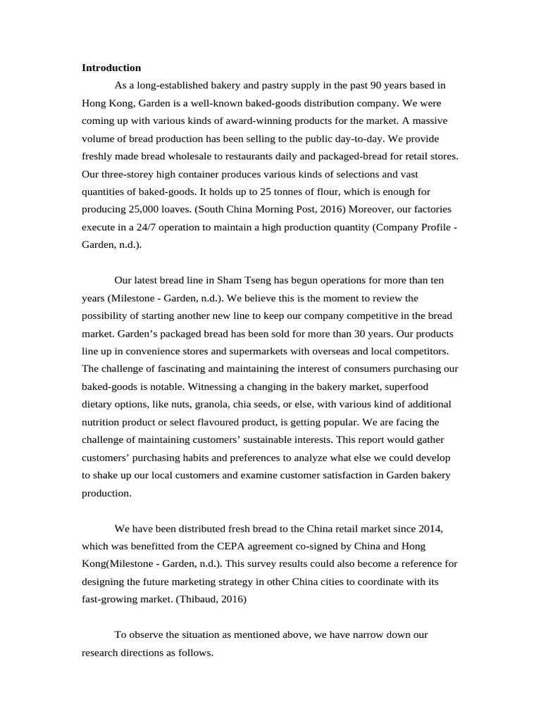 Customer Satisfaction in Hong Kong Garden Bakery Production | PDF ...