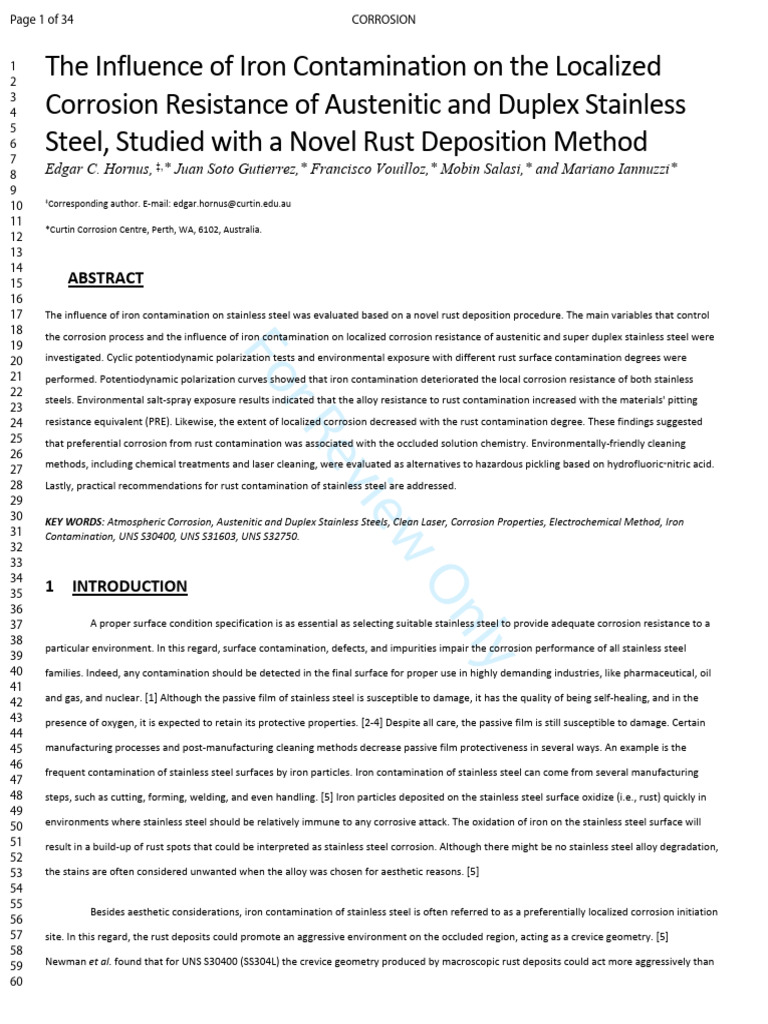 Iron Contamination in Stainless Steel Corrosion | PDF | Corrosion ...