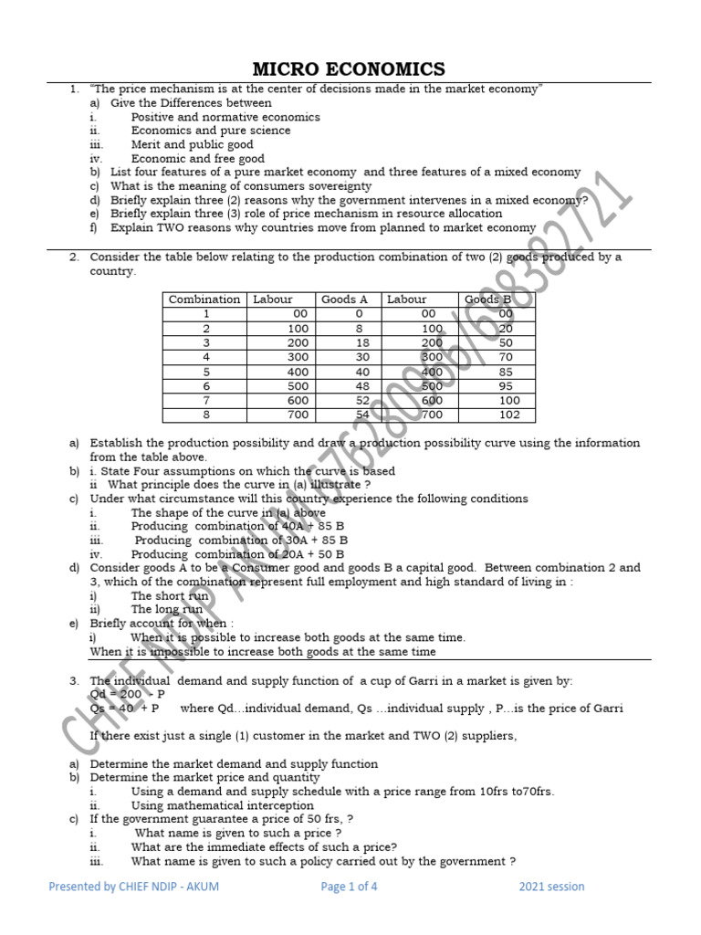 2021 HND ECONOMICS REVISion | PDF | Cost Of Living | Demand