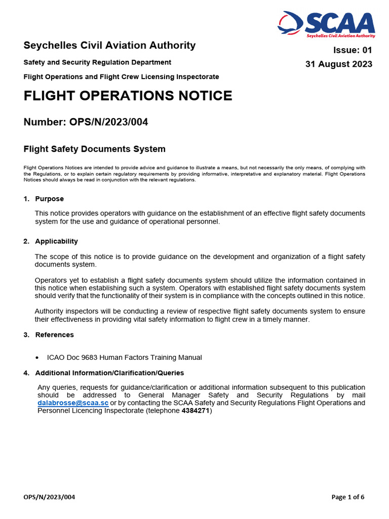 Flight Safety Documents System Guide | PDF | Aviation Safety ...