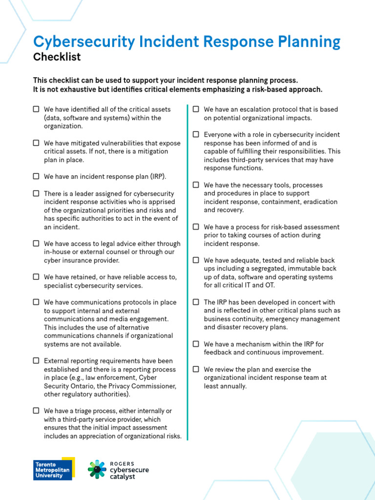 Incident Response Planning Checklist | PDF | Computer Security | Security