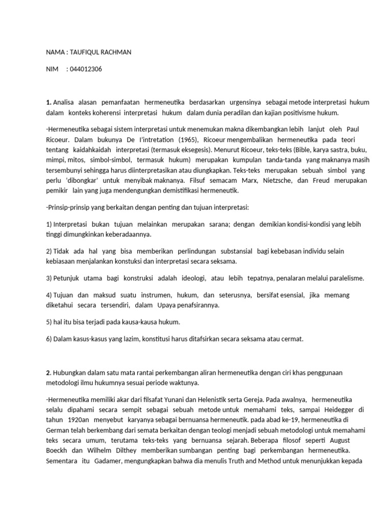 Soal Tugas 1 Sesi III Interpretasi Dan Penalaran Hukum | PDF