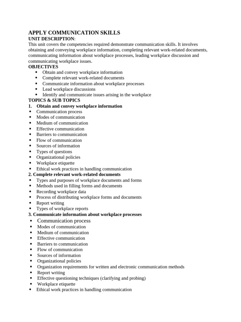 APPLY Com Skills Topic 1 Intro To Measures of Com. | PDF | Nonverbal ...