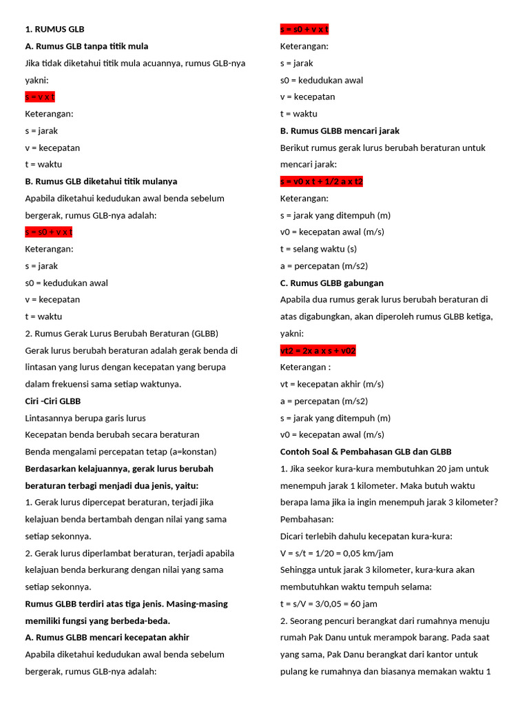 Materi GLB Dan GLBB | PDF