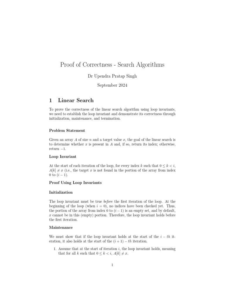 Proof of Correctness - Search Algorithms | PDF | Control Flow | Invariant (Mathematics)