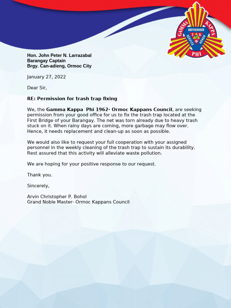 Request to Fix Trash Trap in Ormoc | PDF