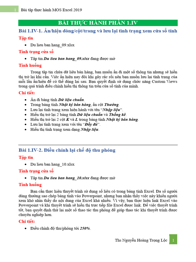 Bai Thuc Hanh 1.IV | PDF