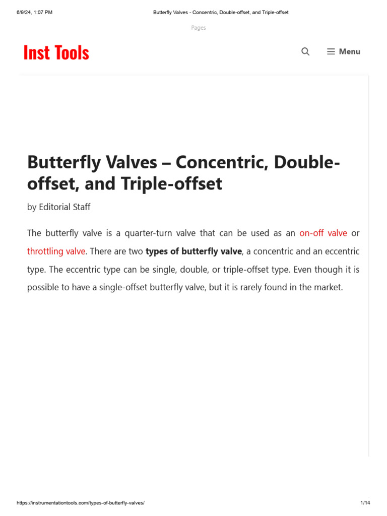 Butterfly Valves - Concentric, Double-Offset, and Triple-Offset | PDF | Valve | Programmable ...