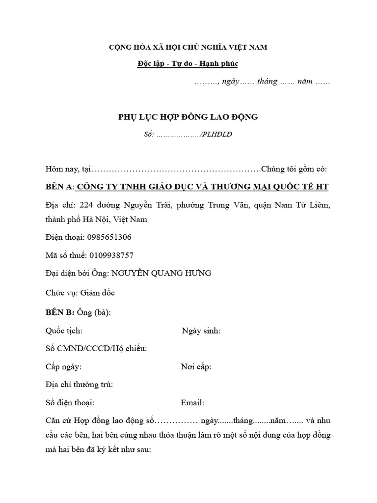 PH L C HD Lao Đ NG TH I Gian Đào T o | PDF