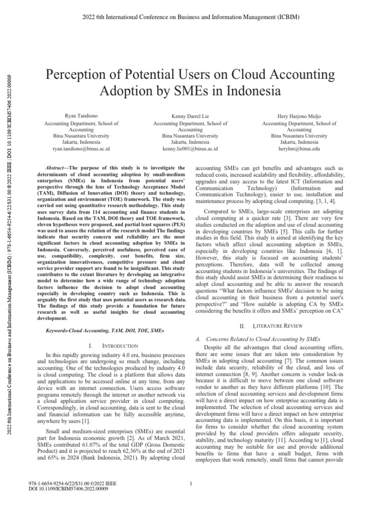 Cloud Accounting Adoption in Indonesian SMEs | PDF | Validity (Statistics) | Cloud Computing
