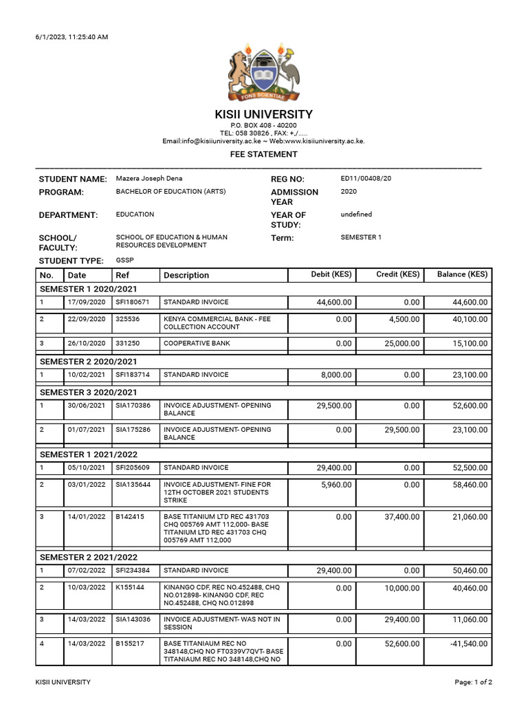 FeeStatement-ED11 - 00408 - 20-01 Jun 2023 | PDF | Financial Services | Accounting