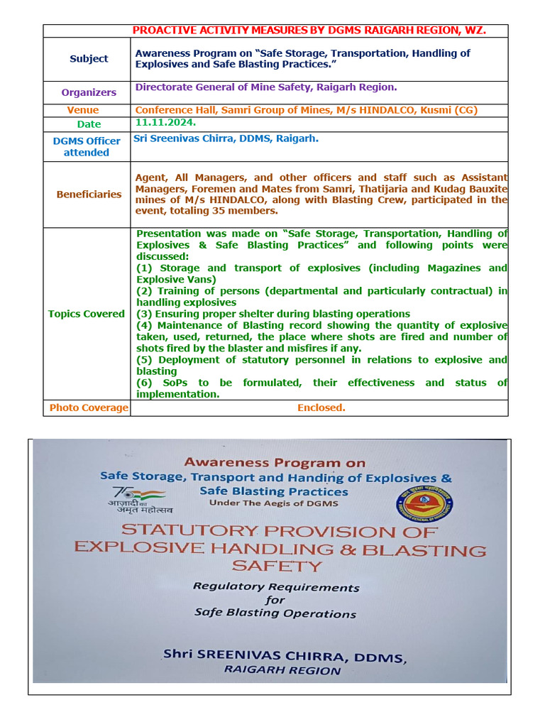 Awareness-Safe Storage-Handling of Explosives-11.11.2024 | PDF ...
