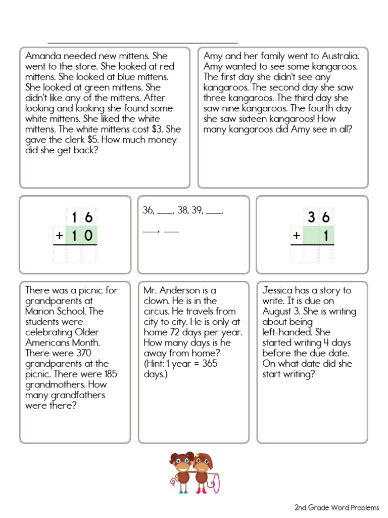 2nd Grade Word Problem Worksheets Book3 2 | PDF
