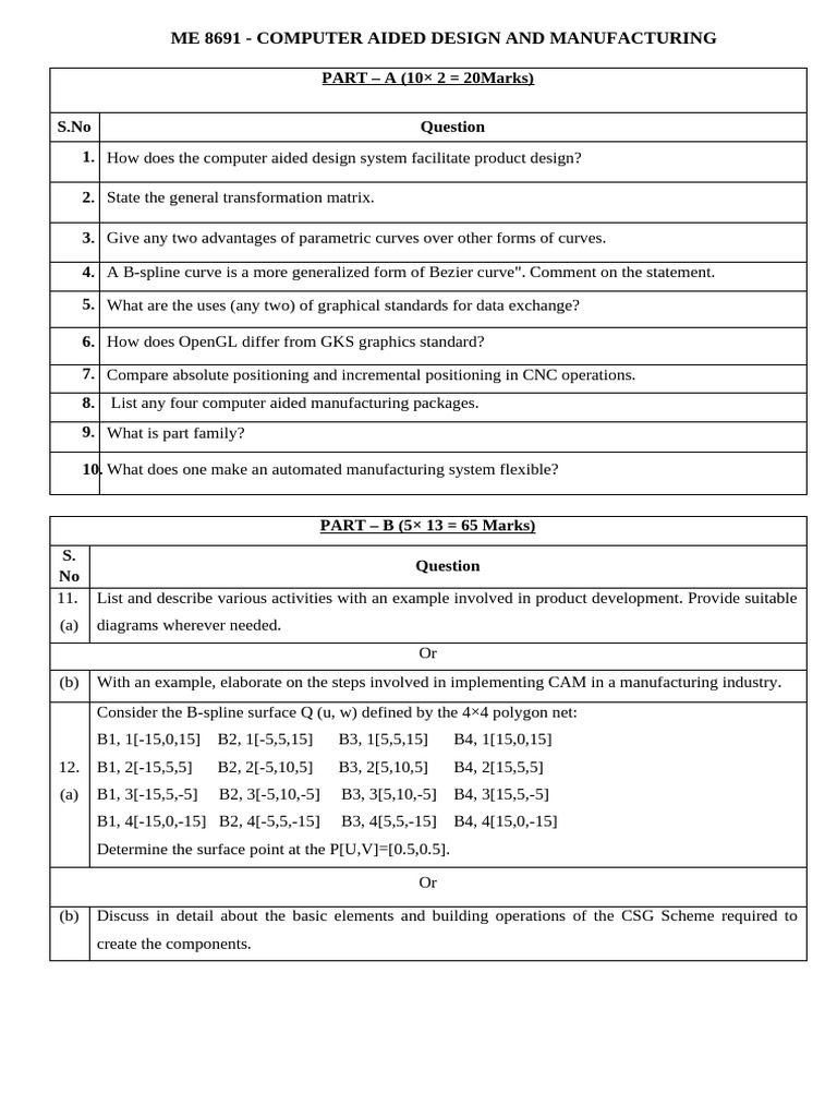 Me 8691 - Computer Aided Design and Manufacturing 2 | PDF | Computers