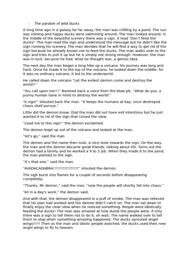 The Parable of Wild Ducks | PDF
