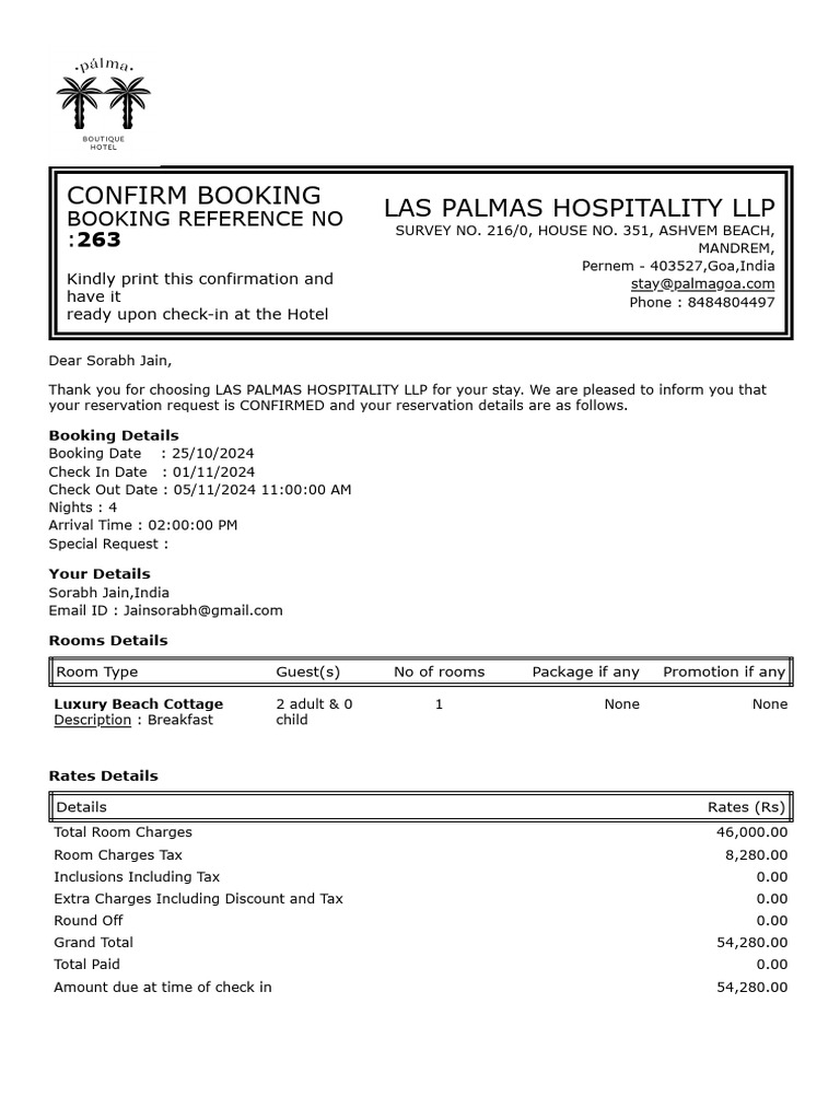 Hotel Reservation Confirmation | PDF | Payments