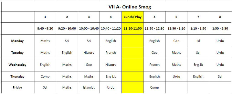 VII A Online Timetable 8-11-2024 | PDF