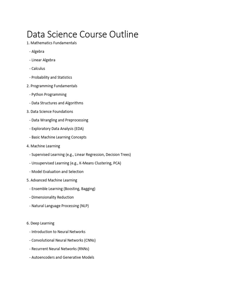 Data Science Course Outline | PDF | Computers