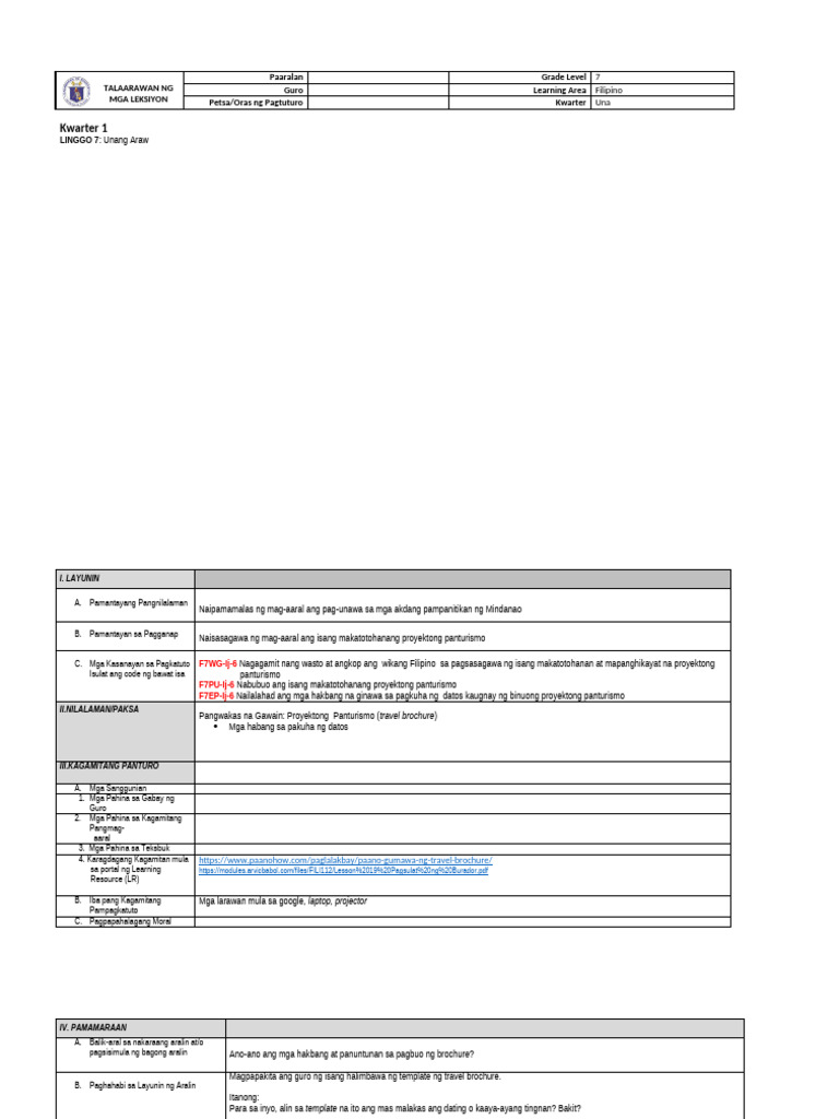 Linggo 7 Unang Araw | PDF