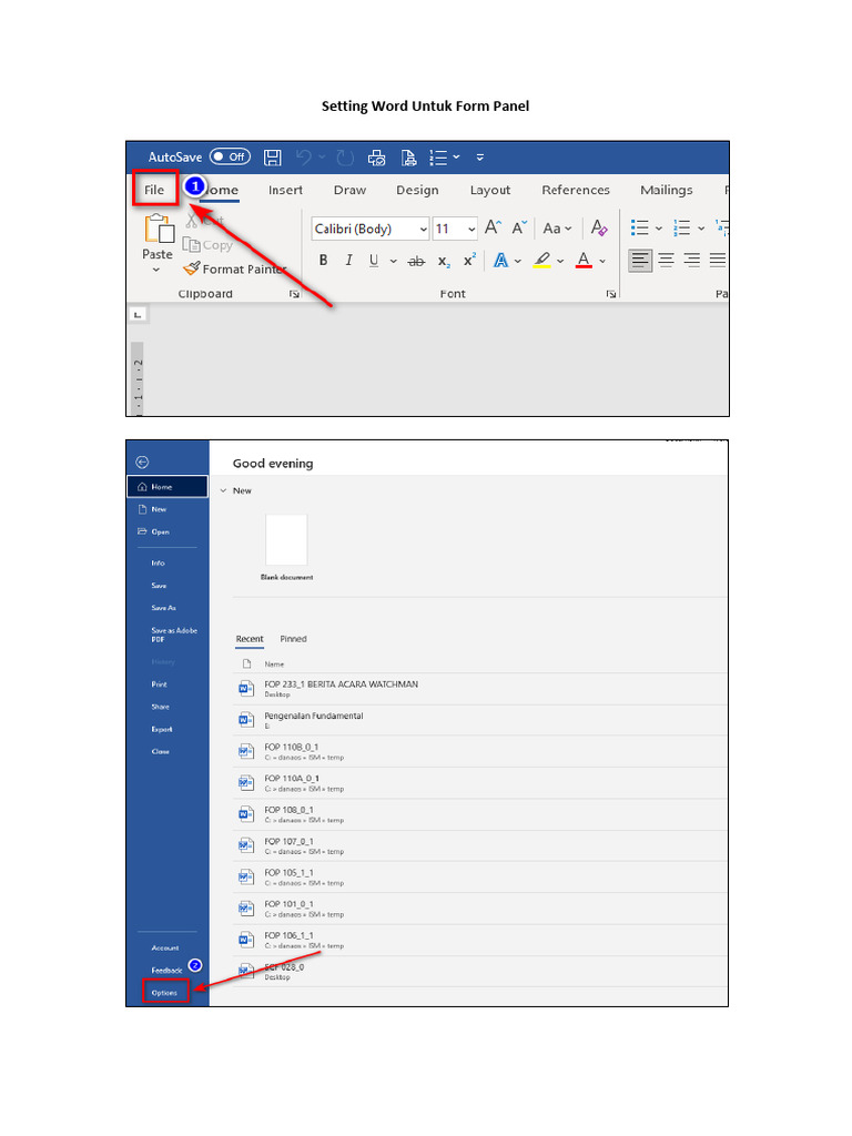 Setting Word Untuk Form Panel | PDF
